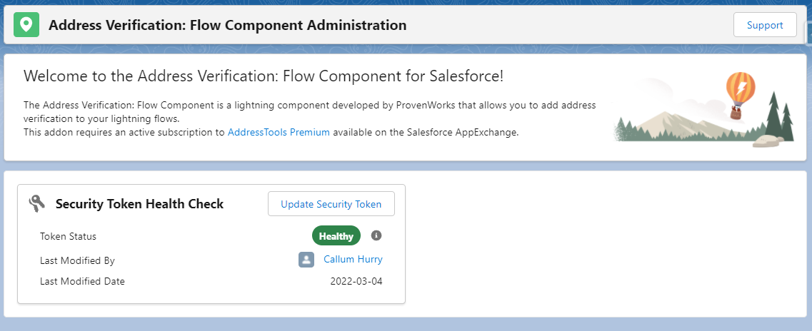 Address Verification Flow Component: Create an authentication token ...