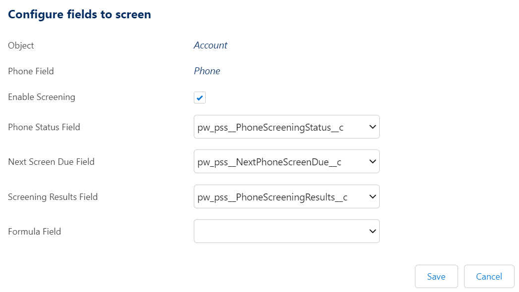 PhoneTools: Configure a field for screening - ProvenWorks