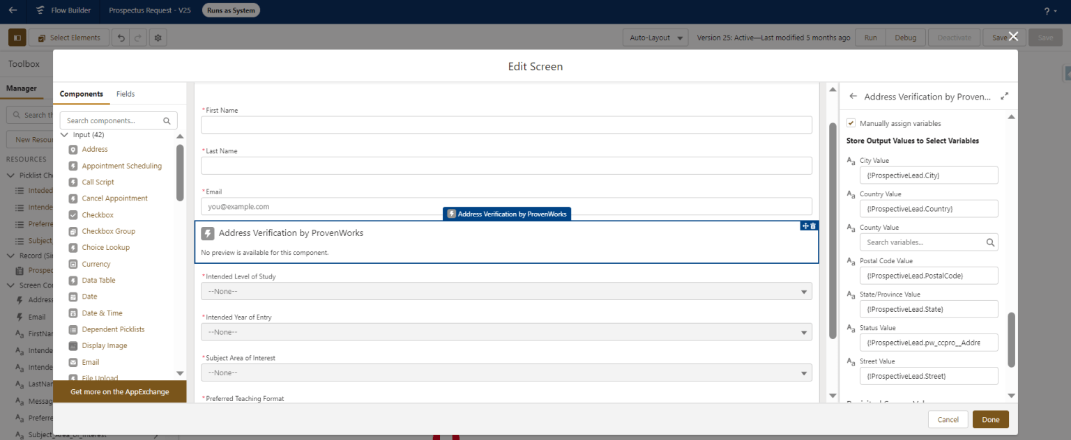 Create a public prospectus request form with address verification using ...