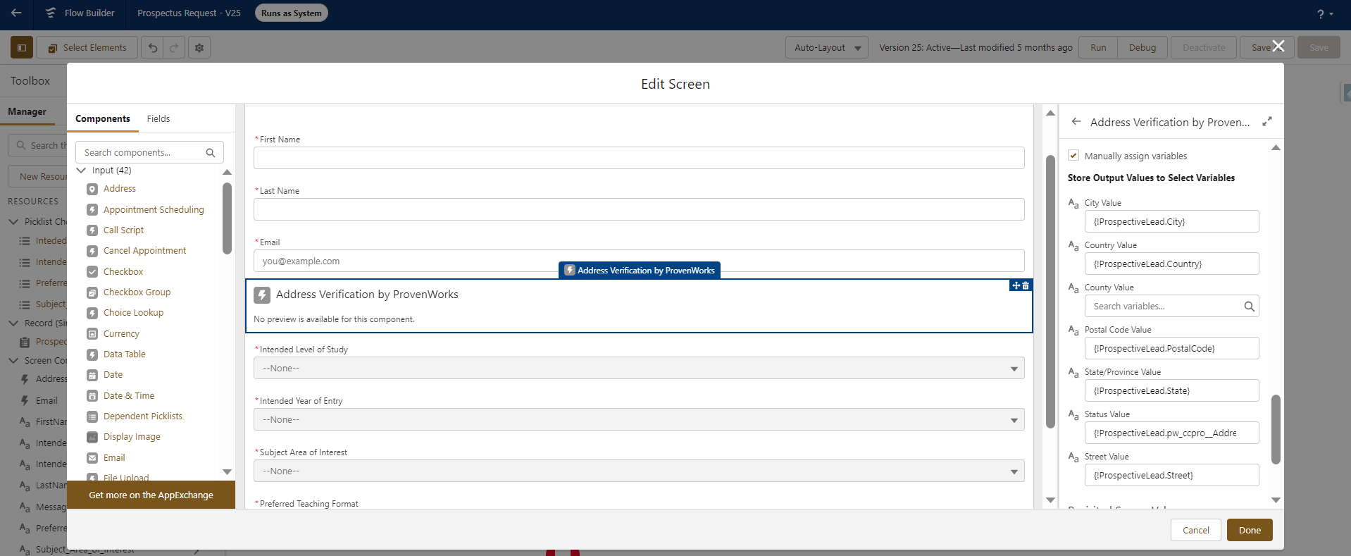 Create a public prospectus request form with address verification using ...